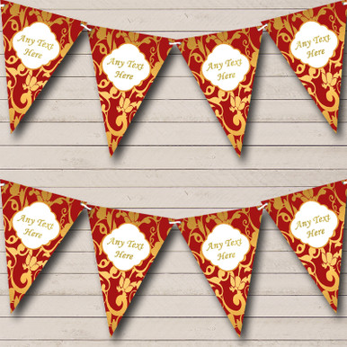 Regal Deep Red And Gold Vintage Damask Custom Personalised Engagement ...