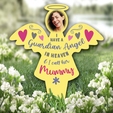 Angel Guardian Mummy Photo Yellow Remembrance Grave Garden Plaque ...