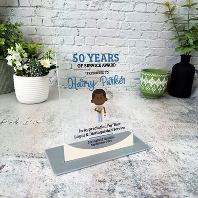 50 Years Service 50th Anniversary Dark Skin Him Nurse Gift For Employee ...