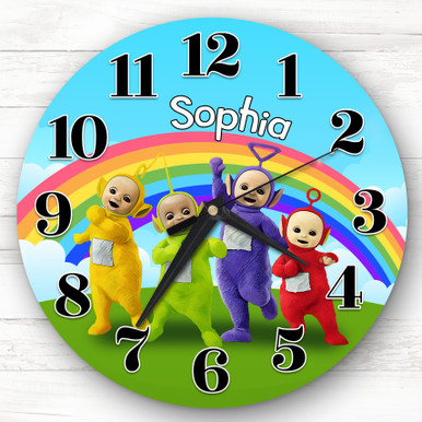 Teletubbies Rainbow Personalised Gift For Kid's Bedroom Clock - Wild ...