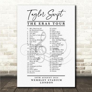 Taylor Swift - Concert Setlist Gig Poster Print Canvas Vintage ...