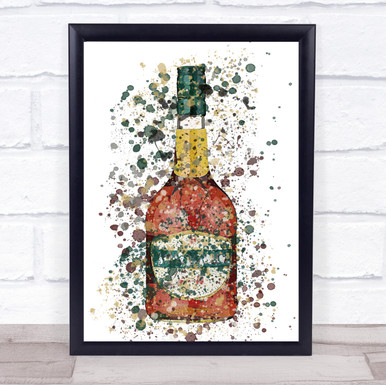 Watercolour Splatter Over A Barrel Brandy Bottle Wall Art Print - Wild ...