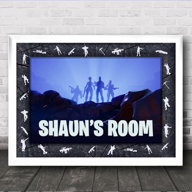 Fortnite Cracked Texture Border Characters Shadow Personalised Wall Art ...