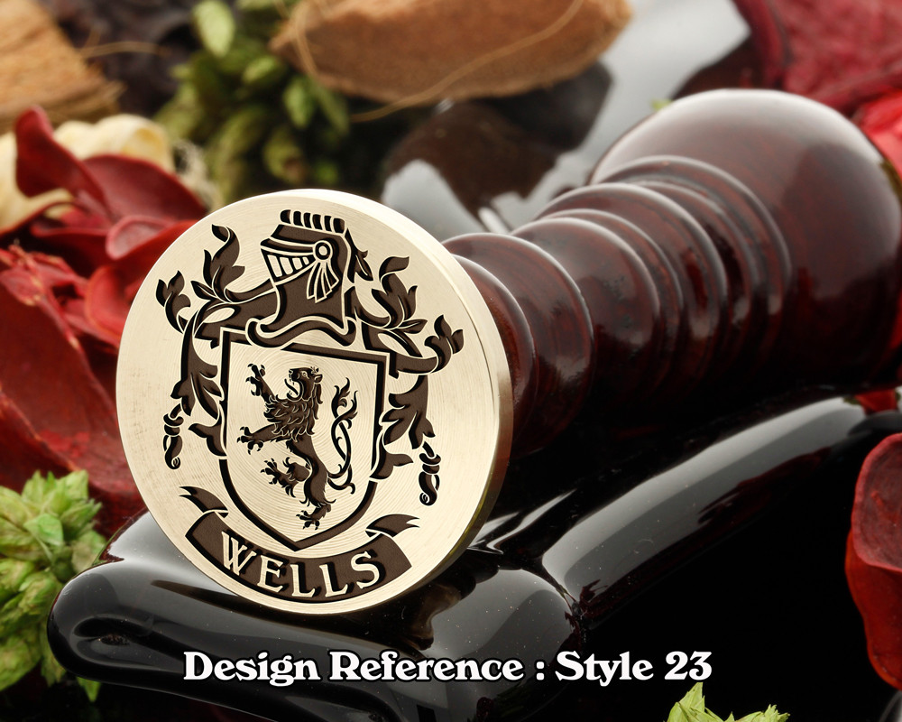 Wells Family Crest Wax Seal Stamp - Custom Wax N Seals