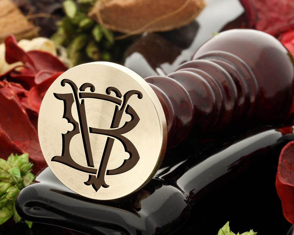 BV VB Victorian Monogram Wax Seal Stamp - Custom Wax N Seals