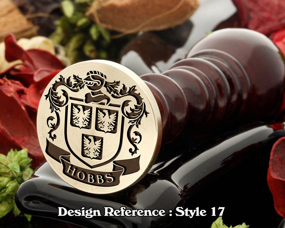 Hobbs Family Crest Wax Seal Stamp - Custom Wax N Seals