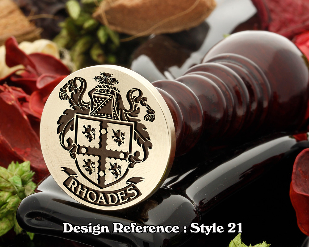 Rhoades Family Crest Wax Seal Stamp - Custom Wax N Seals