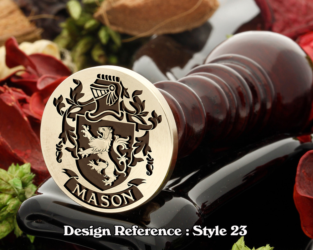 Mason Family Crest Wax Seal Stamp - Custom Wax N Seals