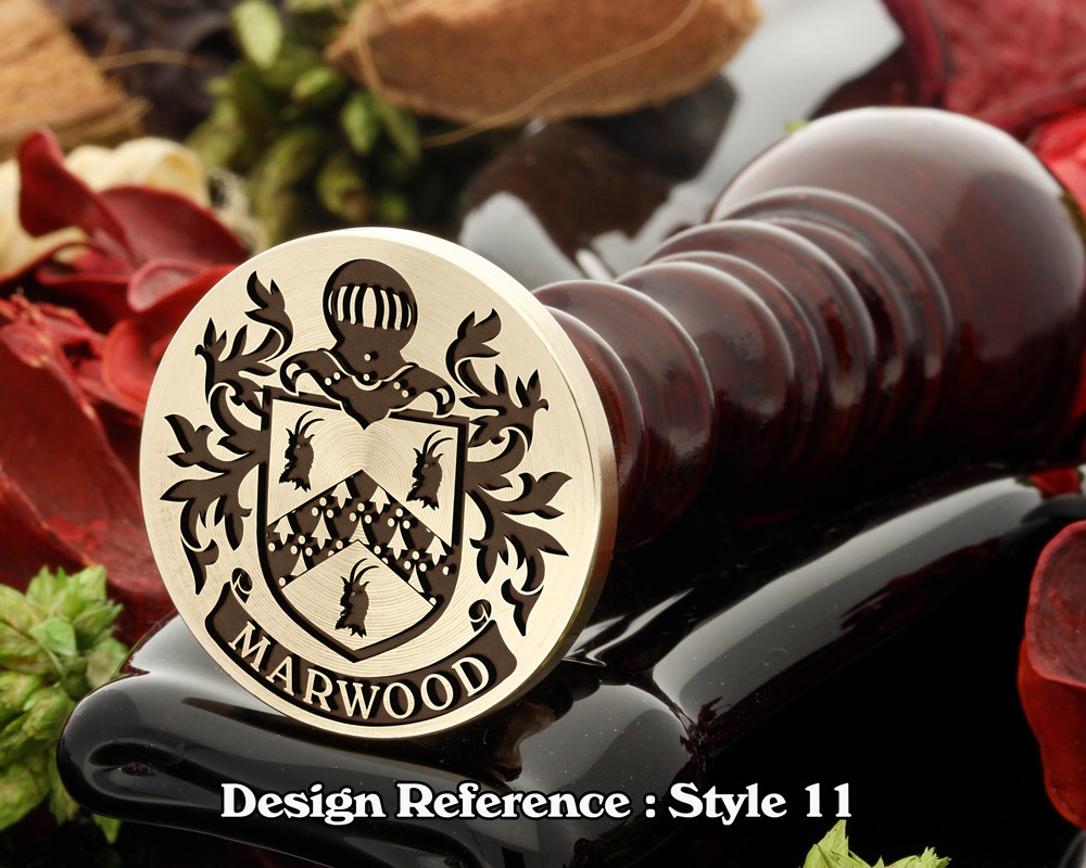 Marwood Family Crest Wax Seal Stamp - Custom Wax N Seals