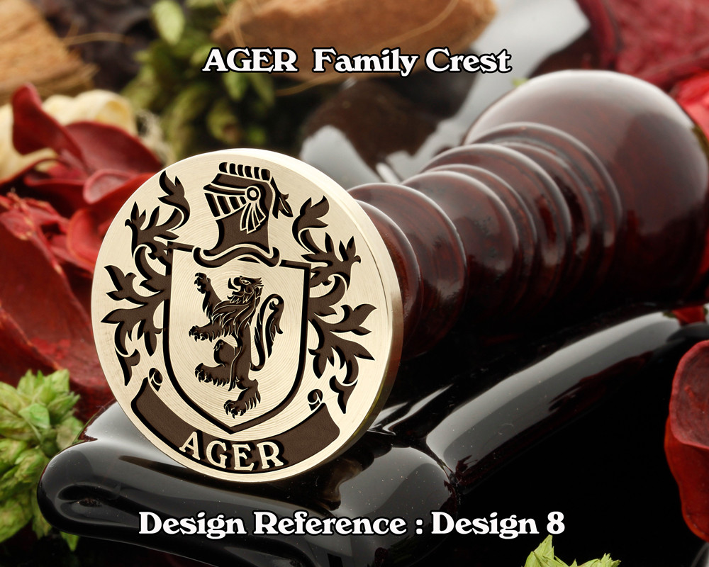 Ager Family Crest Wax Seal Stamp - Custom Wax N Seals