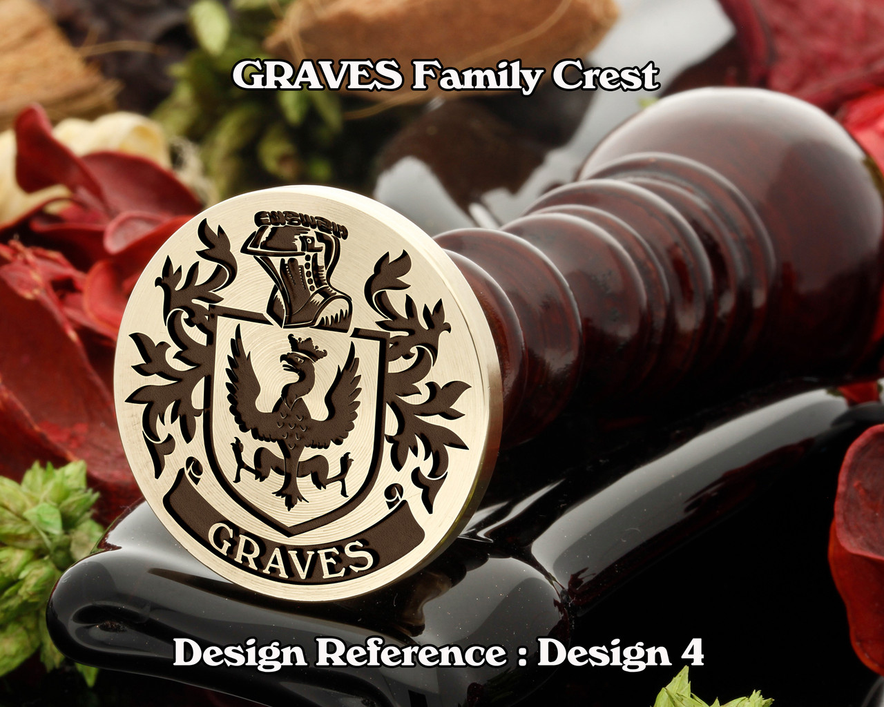 Graves Family Crest Wax Seal Stamp - Custom Wax N Seals