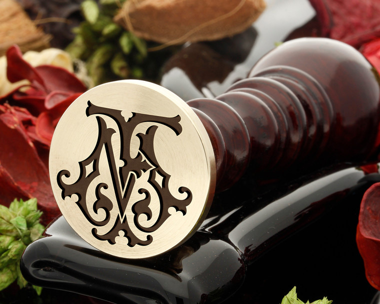 FM MF Victorian Monogram Wax Seal Stamp - Custom Wax N Seals