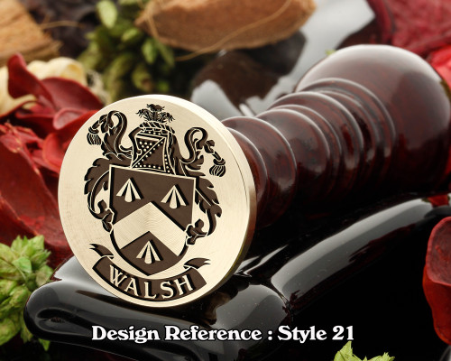 Walsh Family Crest D2 Wax Seal Stamp - Custom Wax N Seals