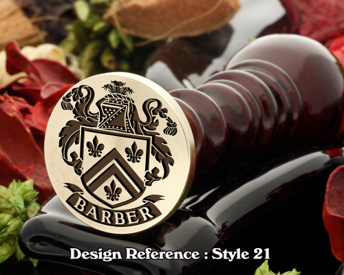 Barber Family Crest Wax Seal Stamp - Custom Wax N Seals