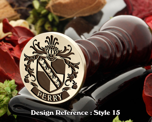 Perry Family Crest Wax Seal Stamp - Custom Wax N Seals