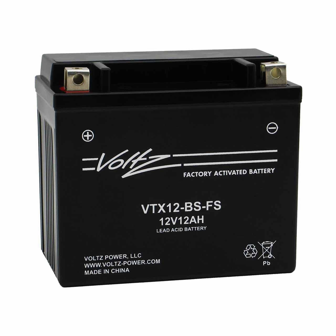 Voltz VTX12-BS-FS Factory Activated AGM Motorcycle Battery