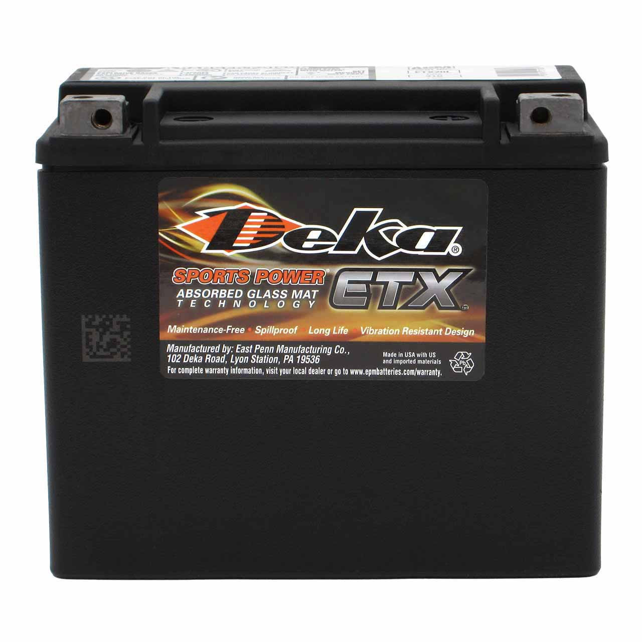 Deka ETX20L AGM Powersport Battery – Replaces YTX20L-BS & YTX20HL-BS