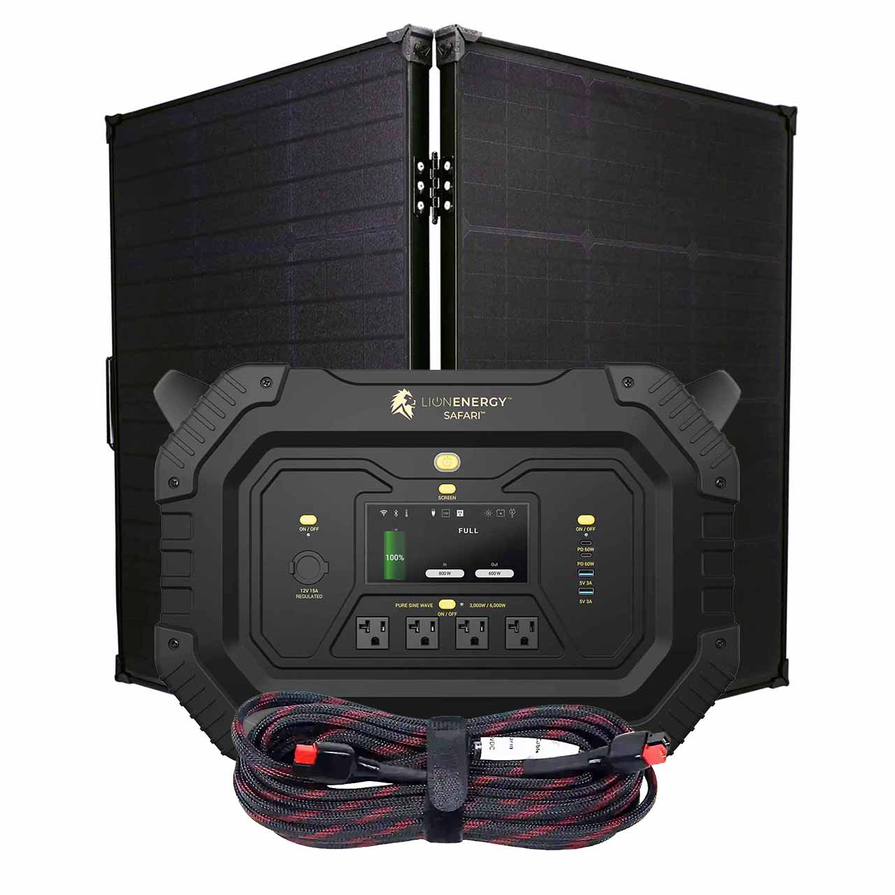 Lion Energy Safari Solar Generator with 100-600W Solar