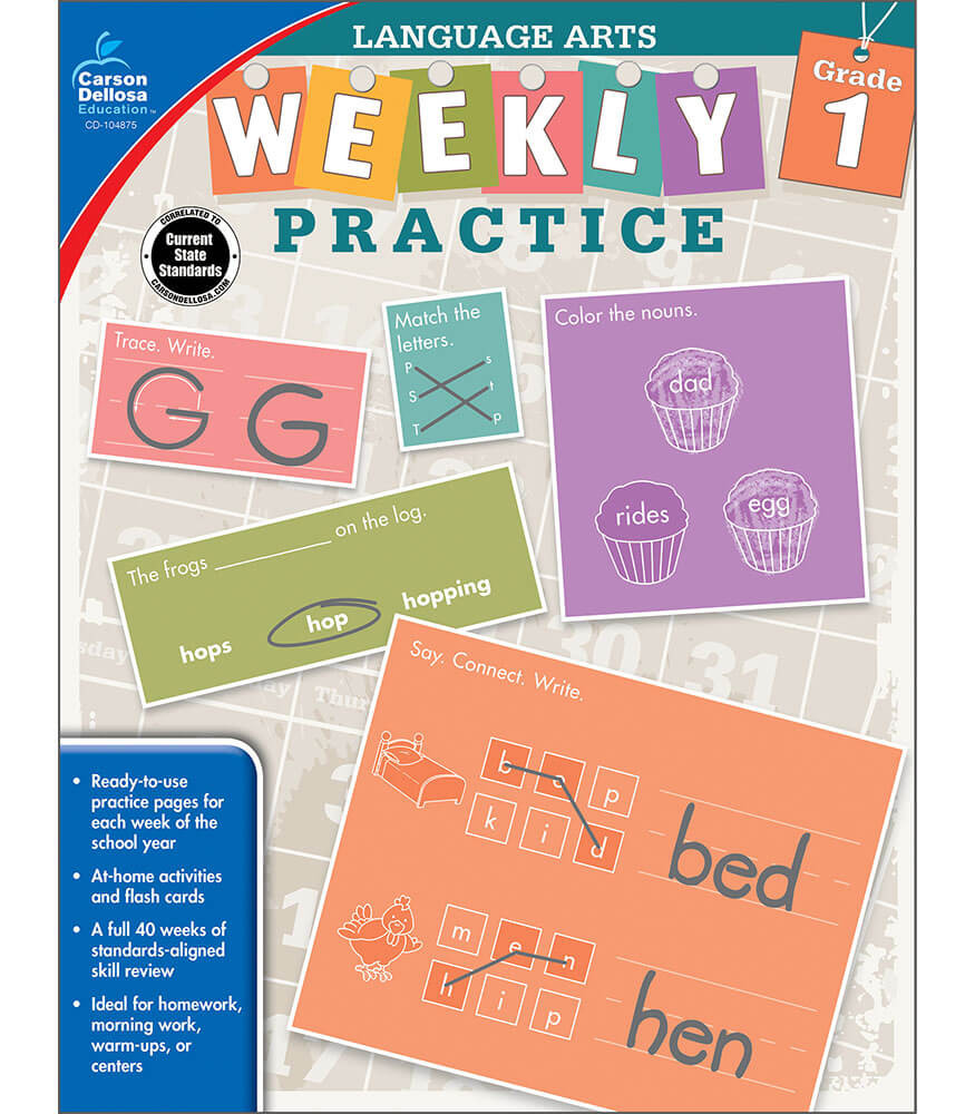 Grade 1 Weekly Practice: Language Arts Workbook eBook