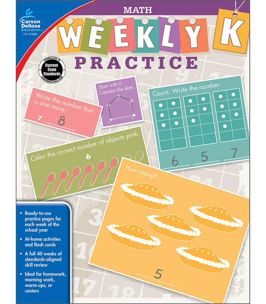 Weekly Practice: Math Workbook Grade K eBook