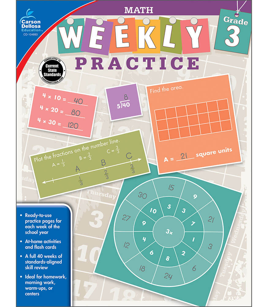 Grade 3 Weekly Practice: Math Workbook eBook