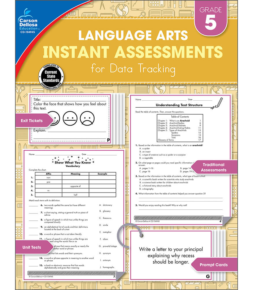Grade 5 Language Arts Instant Assessments for Data Tracking Resource ...