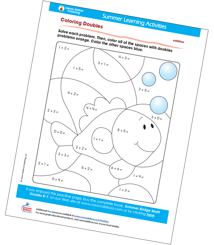 Coloring Doubles Free Printable | Carson Dellosa