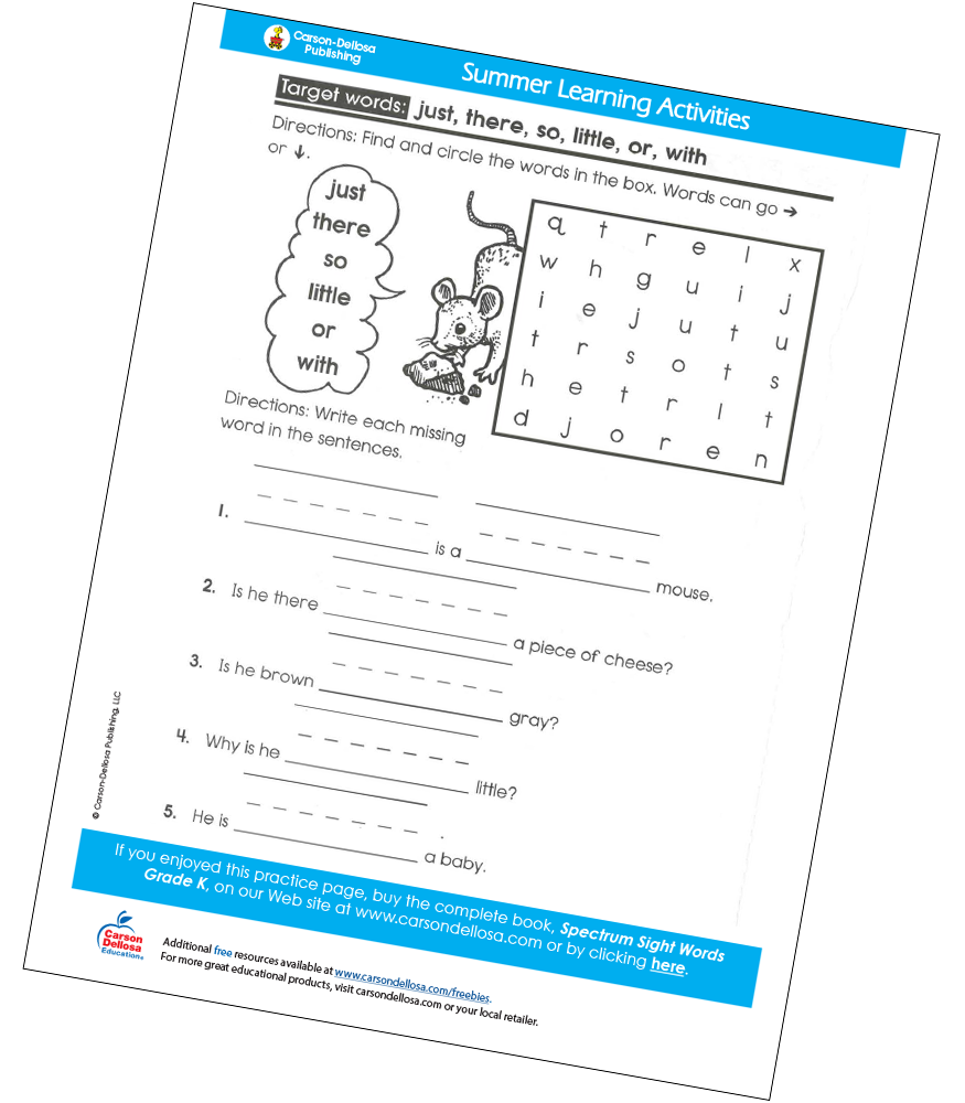 Target Words Free Printable | Carson Dellosa