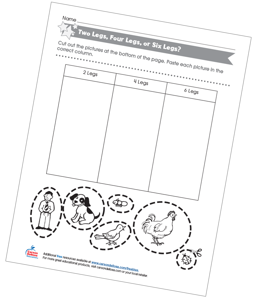 Two Legs Four Legs or Six Legs Free Printable | Carson Dellosa