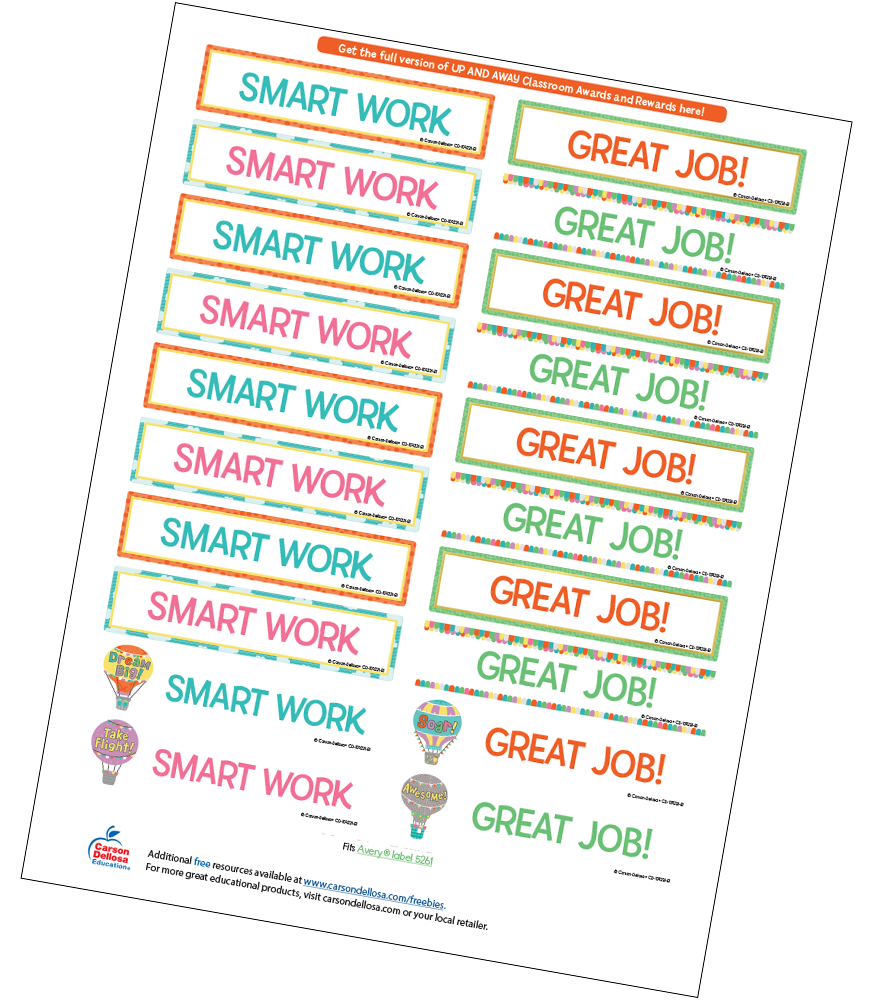 Up and Away Motivational Word Stickers Free Incentive | Carson Dellosa