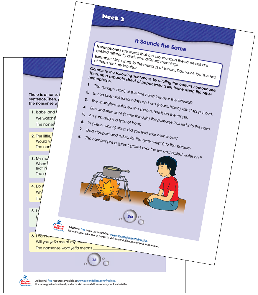 Week 3 Grades 3-4 Free Printable | Carson Dellosa