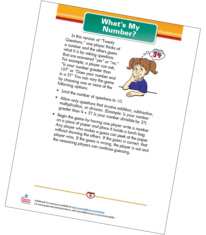 What's My Number? Free Printable | Carson Dellosa