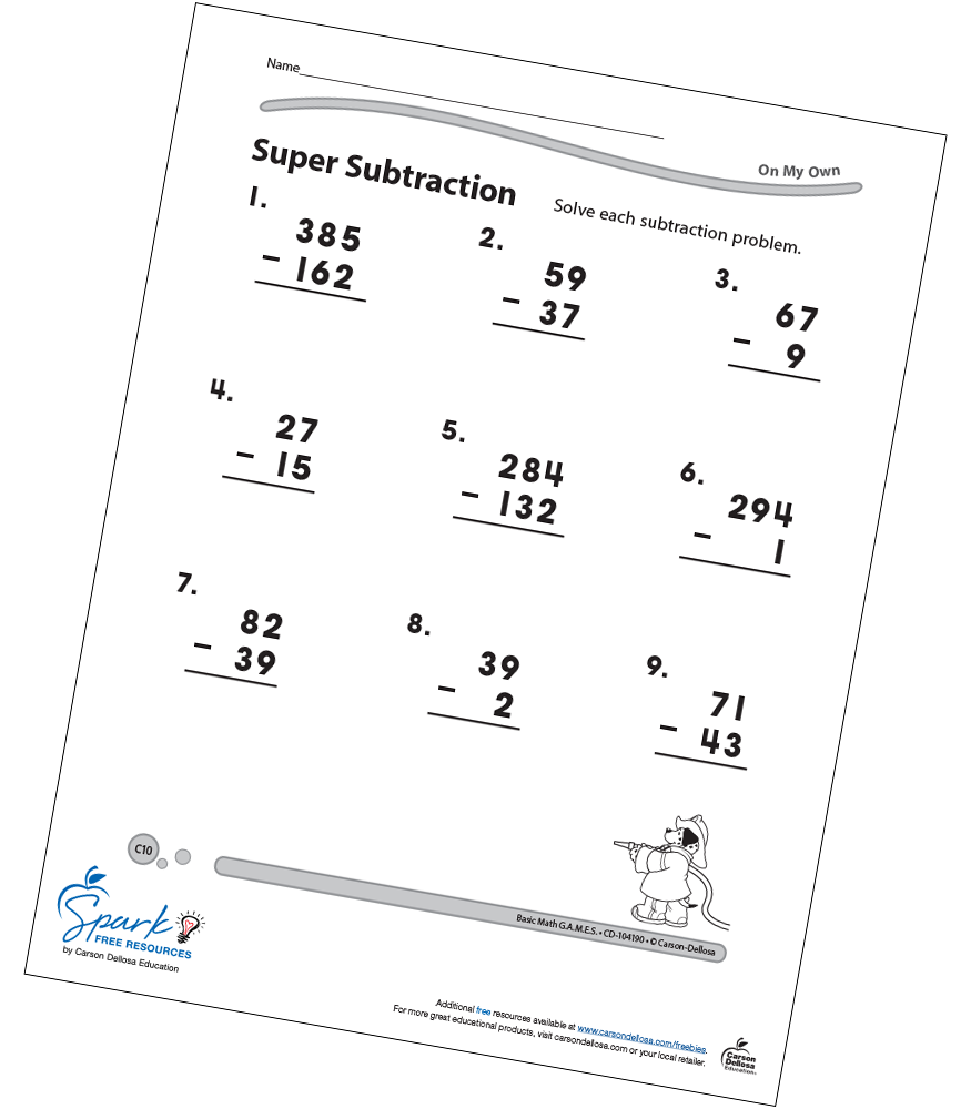 Super Subtraction Free Printable | Carson Dellosa