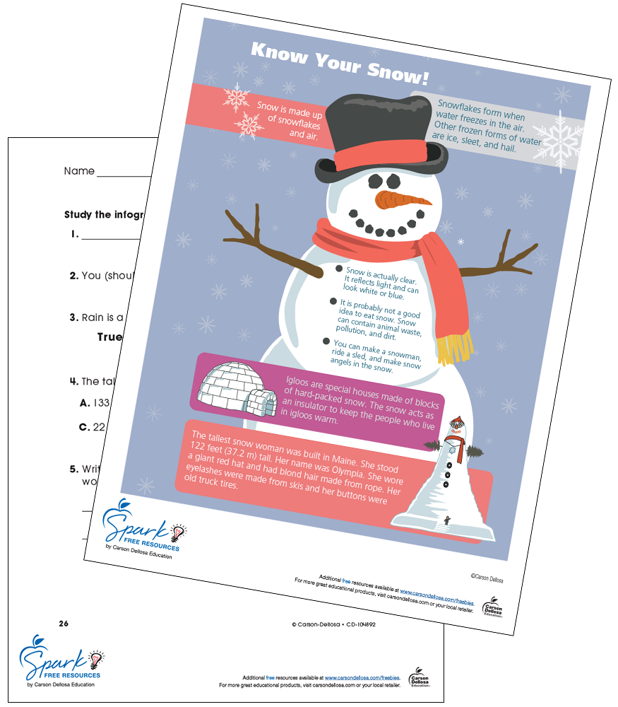 Know Your Snow! Free Printable | Carson Dellosa