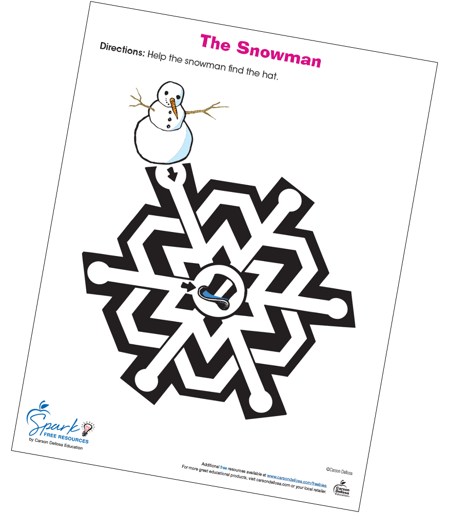 The Snowman Maze Free Activity | Carson Dellosa