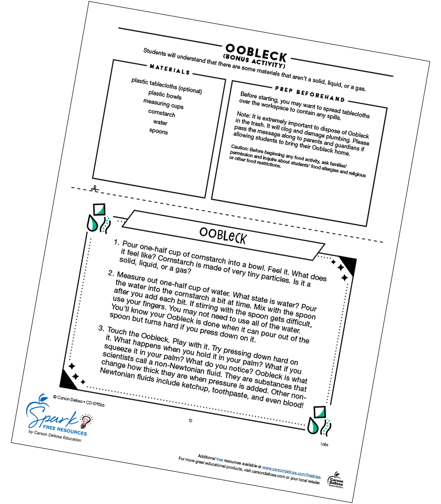 Oobleck States of Matter Science Free Activity | Carson Dellosa
