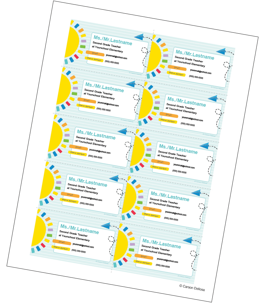 Happy Place Editable Teacher Free Business Cards | Carson Dellosa