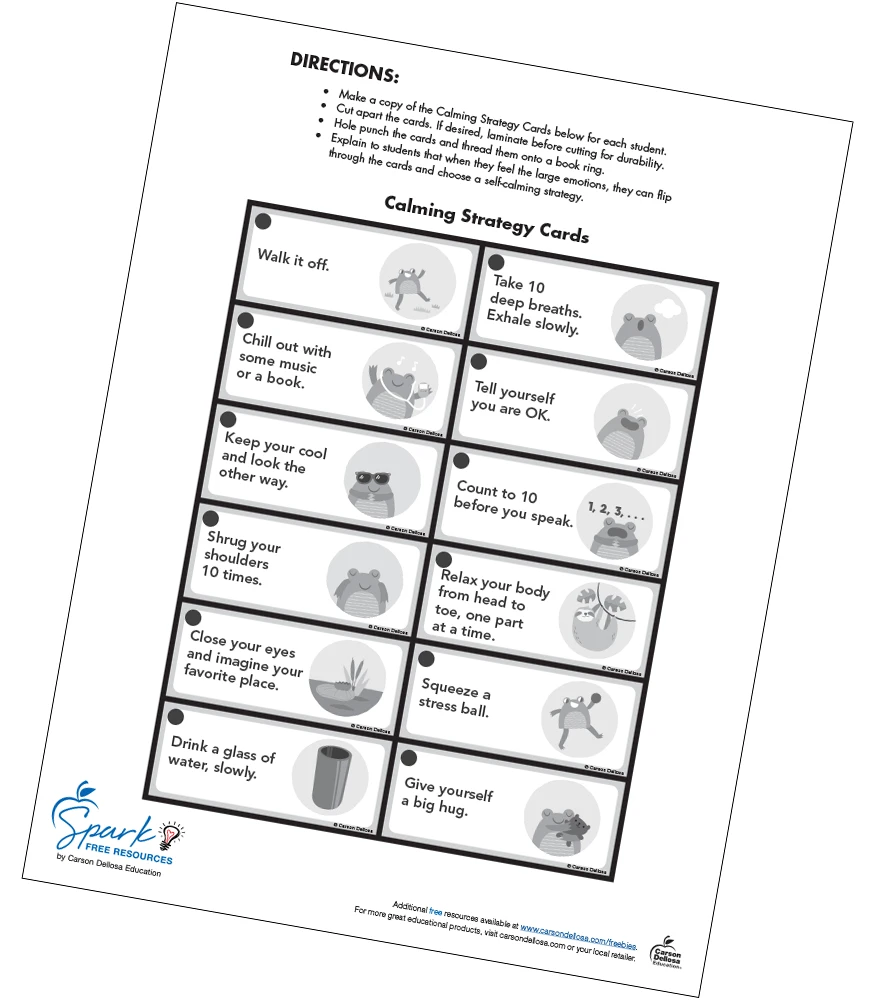 Calming Strategy Cards Free Printable | Carson Dellosa