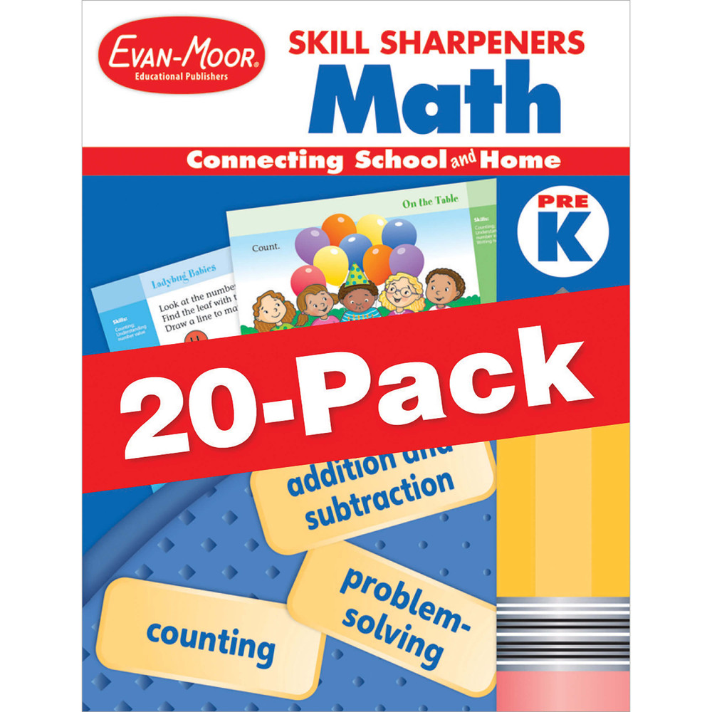 Grade PK-K Skill Sharpeners: Math, 20-Pack Workbook Bundle