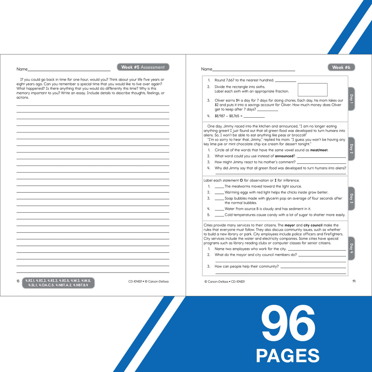 Grade 4 Common Core Fourth Grade 4 Today Workbook eBook