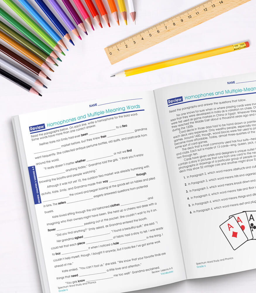 Grade 6 Spectrum Word Study and Phonics Workbook Paperback