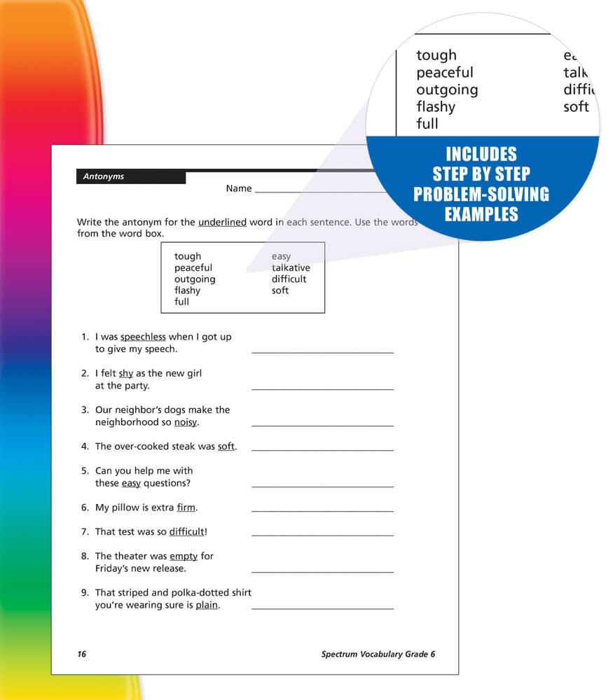 Grade 6 Spectrum Vocabulary Workbook Paperback