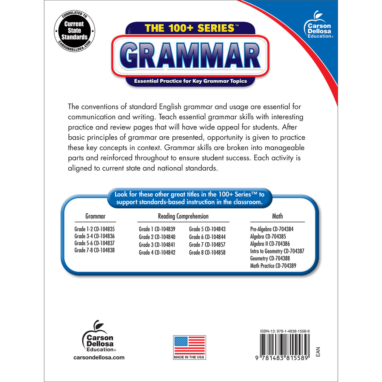 Grade 7-8 Grammar Workbook Paperback