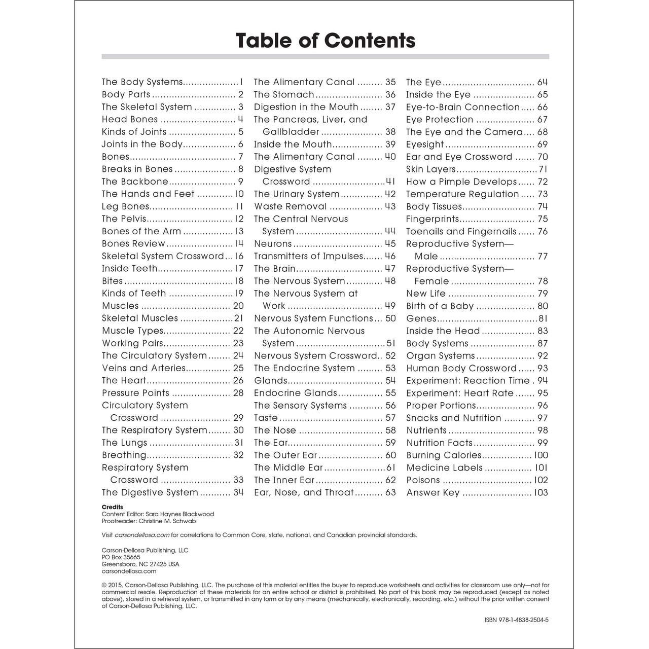 Grade 5-8 Human Body Workbook eBook