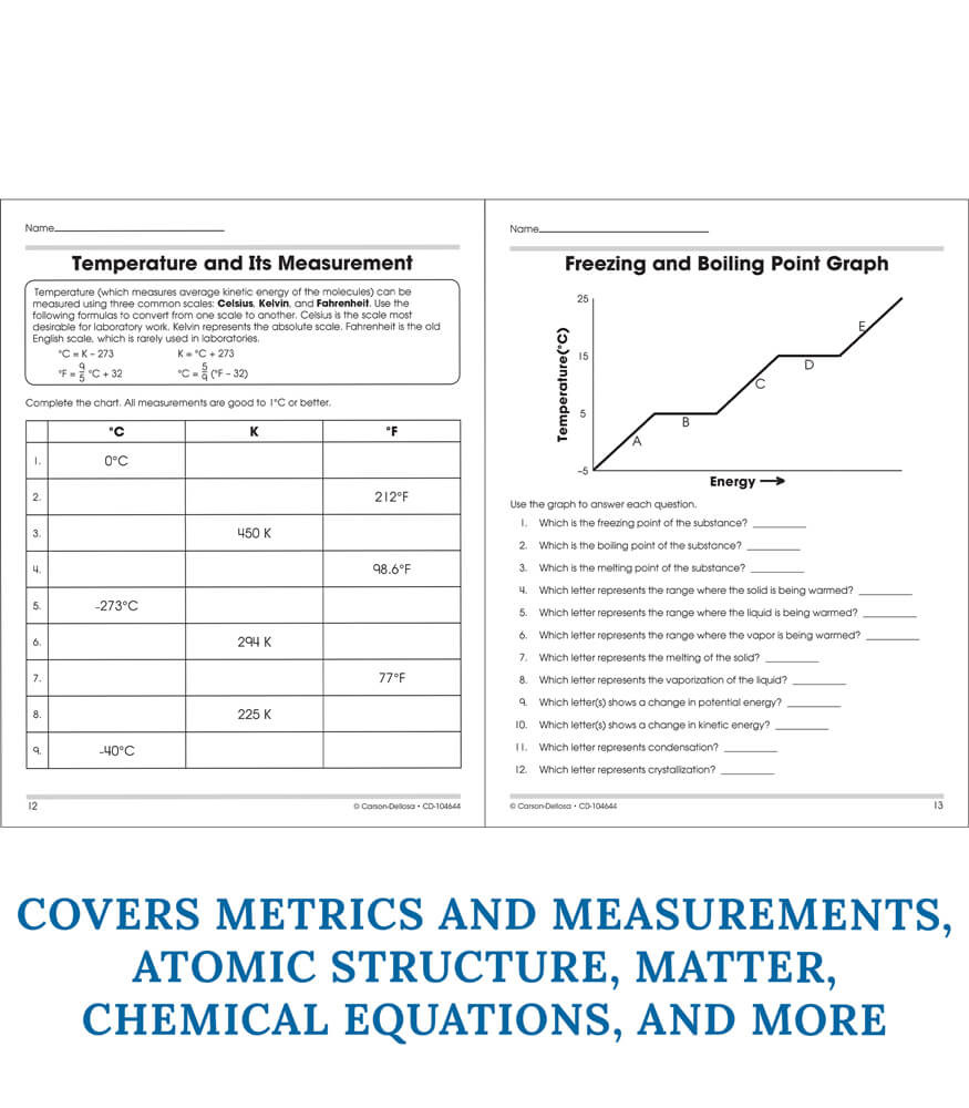 Grade 9-12 Chemistry Workbook Paperback