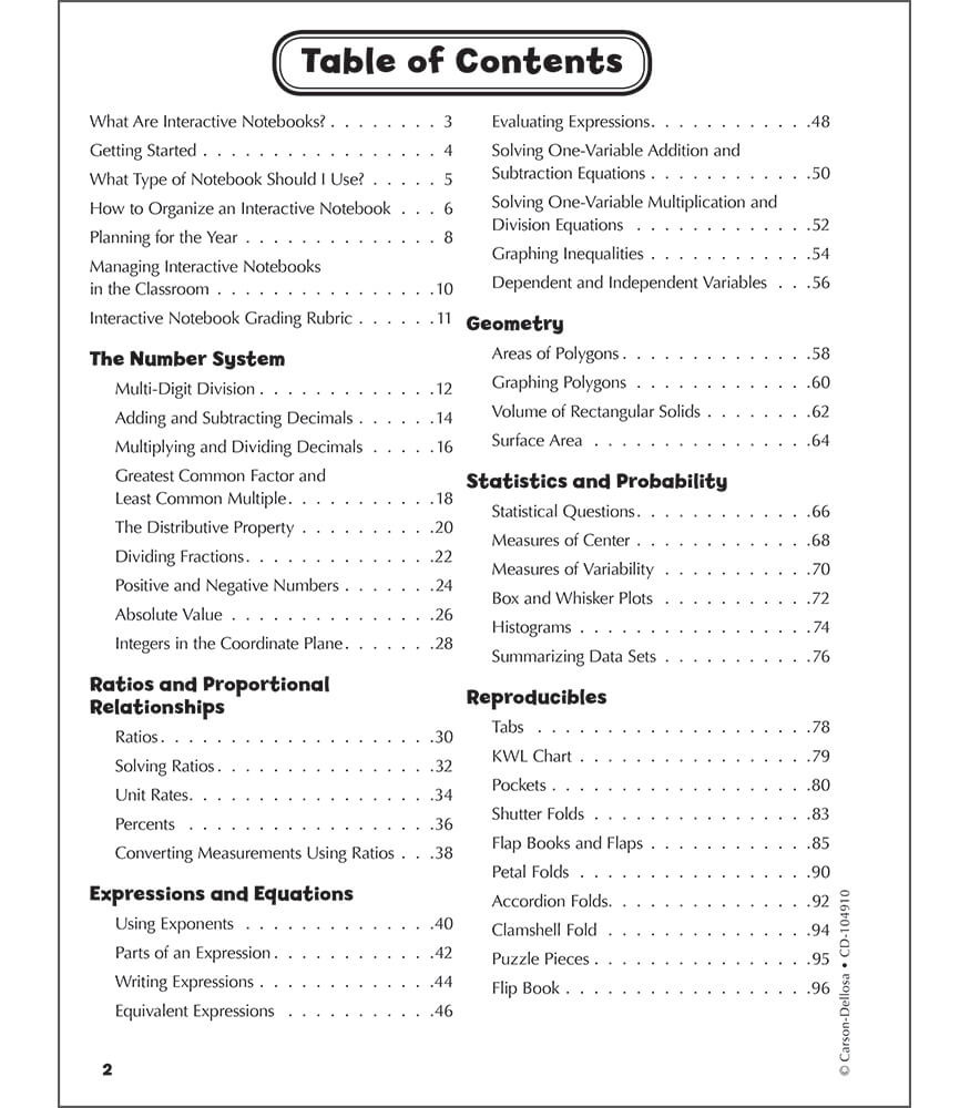 Grade 6 Interactive Notebooks: Math Resource Book eBook (PDF)