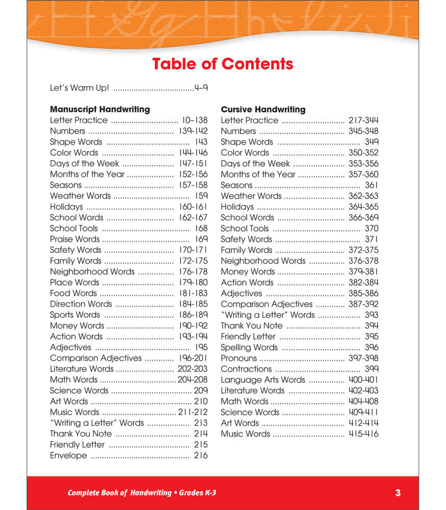 Grade K-3 The Complete Book of Handwriting Workbook eBook (PDF)