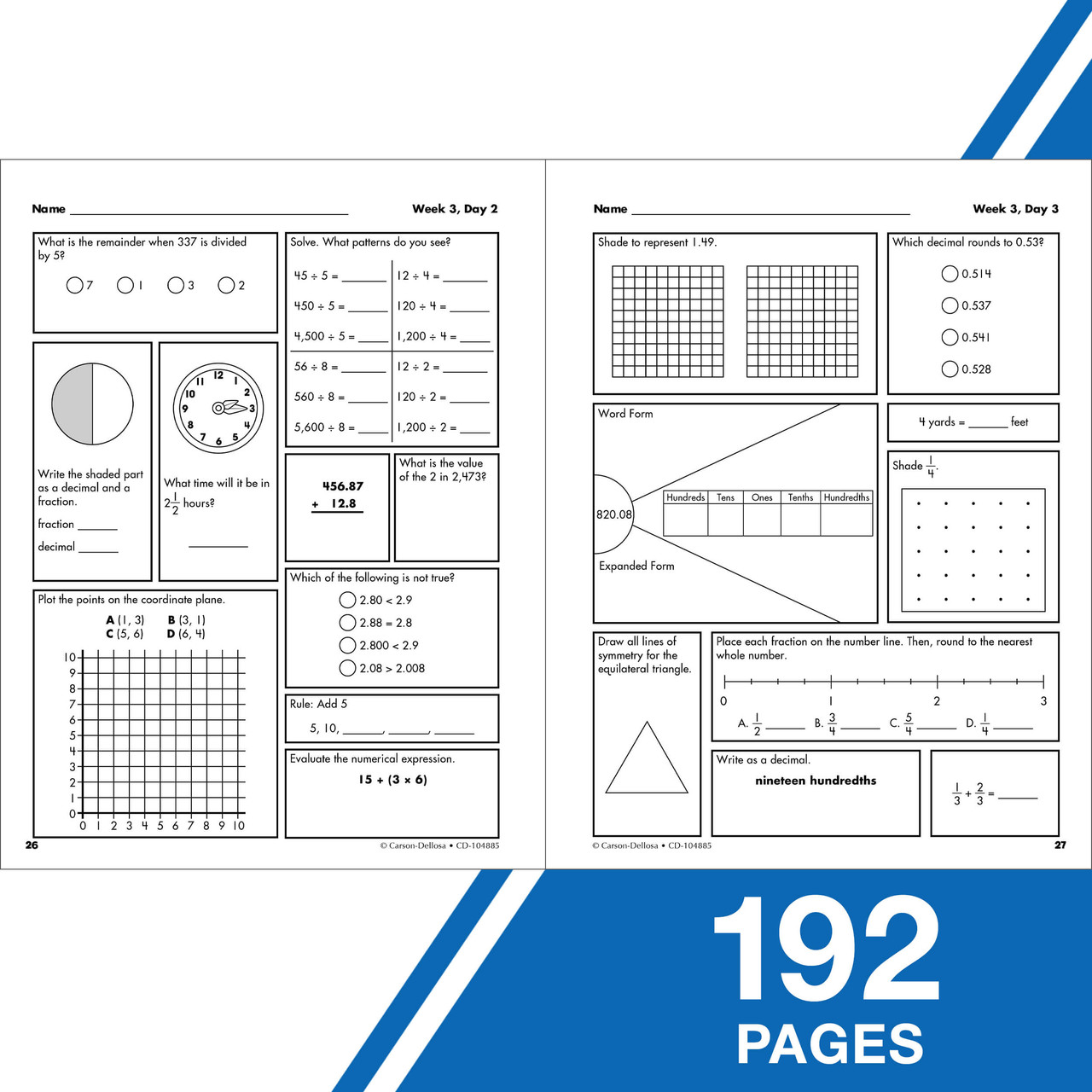 Grade 5 Weekly Practice: Math Workbook Paperback