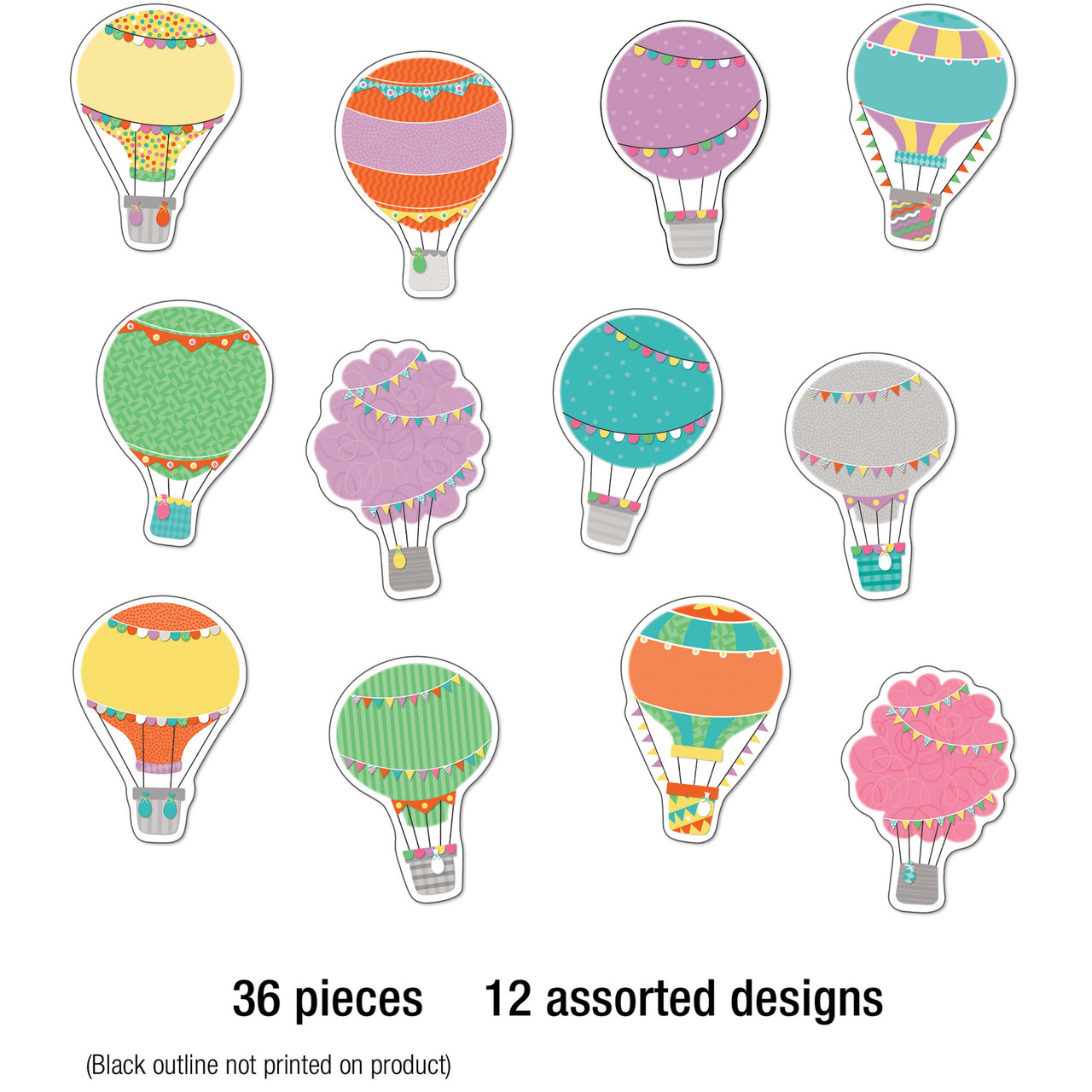 Up and Away Hot Air Balloons Cutouts