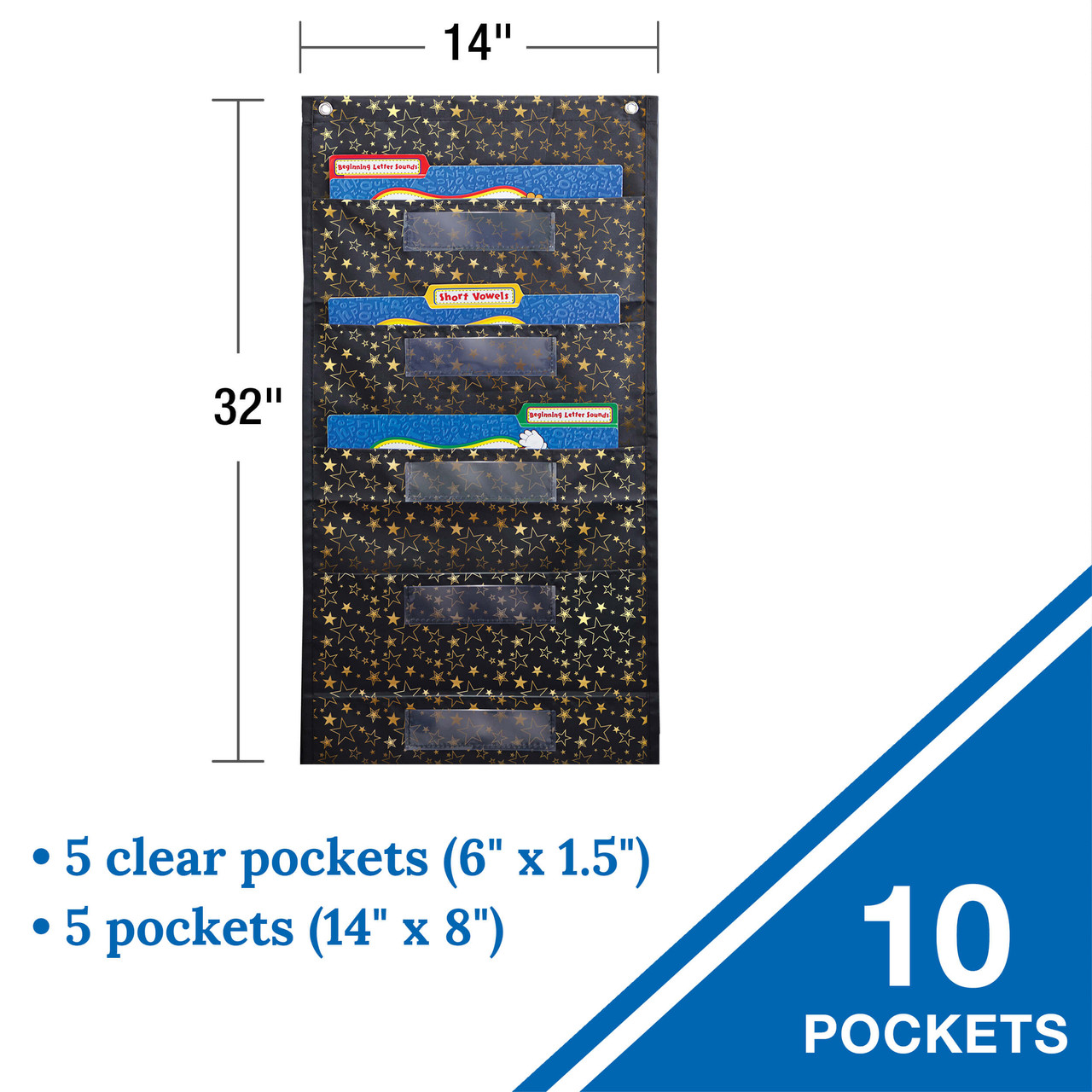 File Folder Storage: Gold Stars Pocket Chart